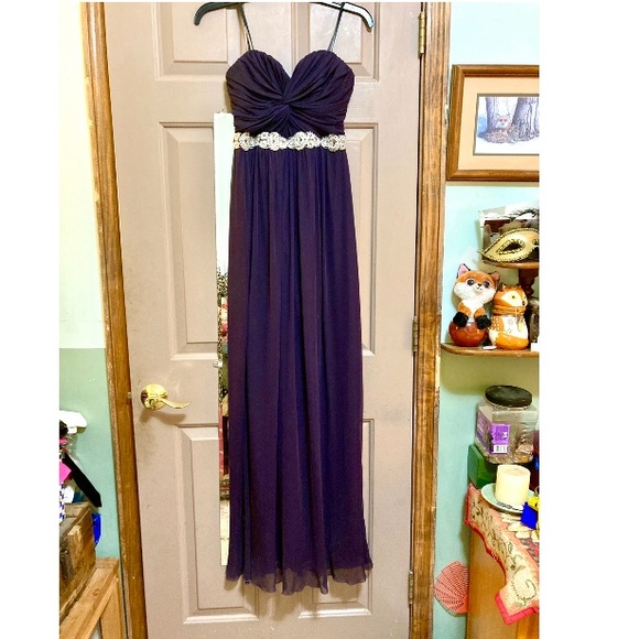 City Triangles | Dresses | Dark Purple Twist Front Strapless Draped ...